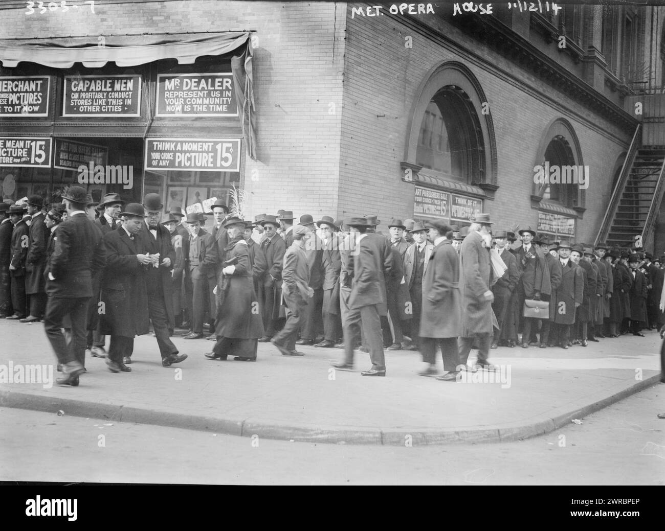 Met. Opera House, 11/12/14, Photograph shows a crowd lined up to ...