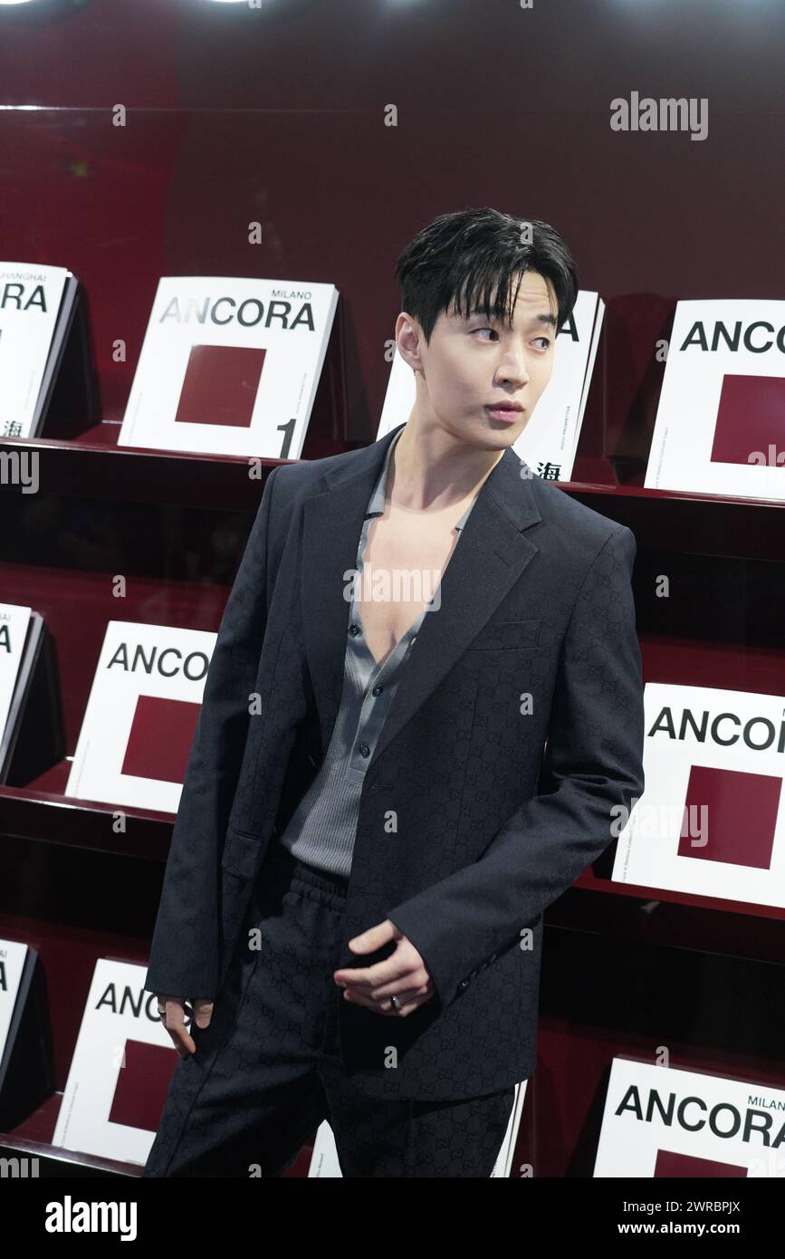 SHANGHAI, CHINA - MARCH 11, 2024 - Male singer LAY attends a GUCCI ...