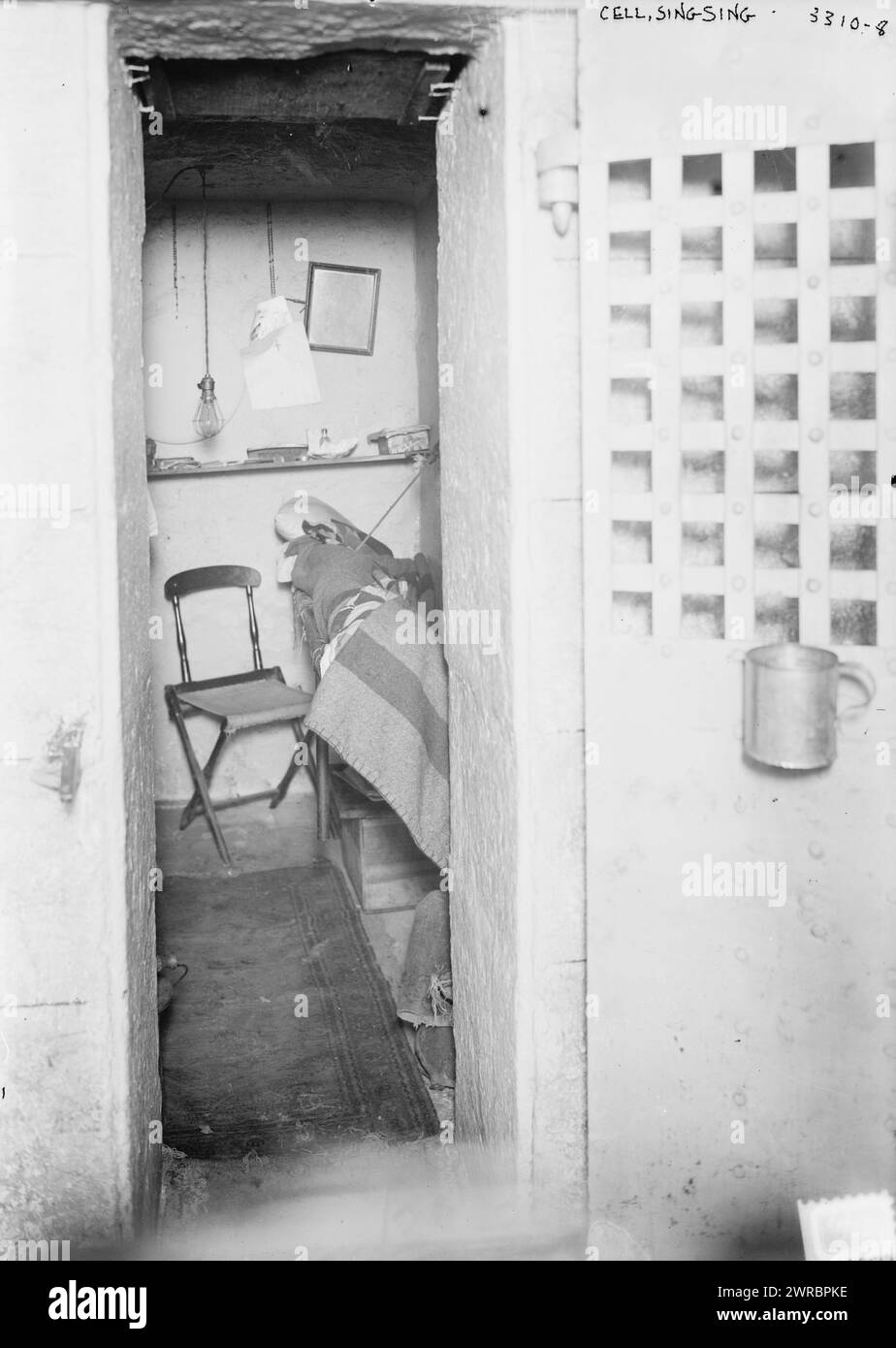 Sing Sing, prison cell, between ca. 1910 and ca. 1915, Sing Sing, Glass ...