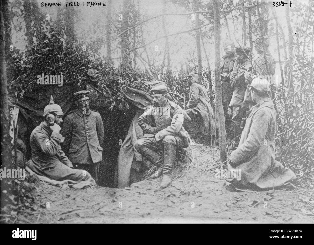German field phone, Photograph shows German soldiers in a dugout during ...