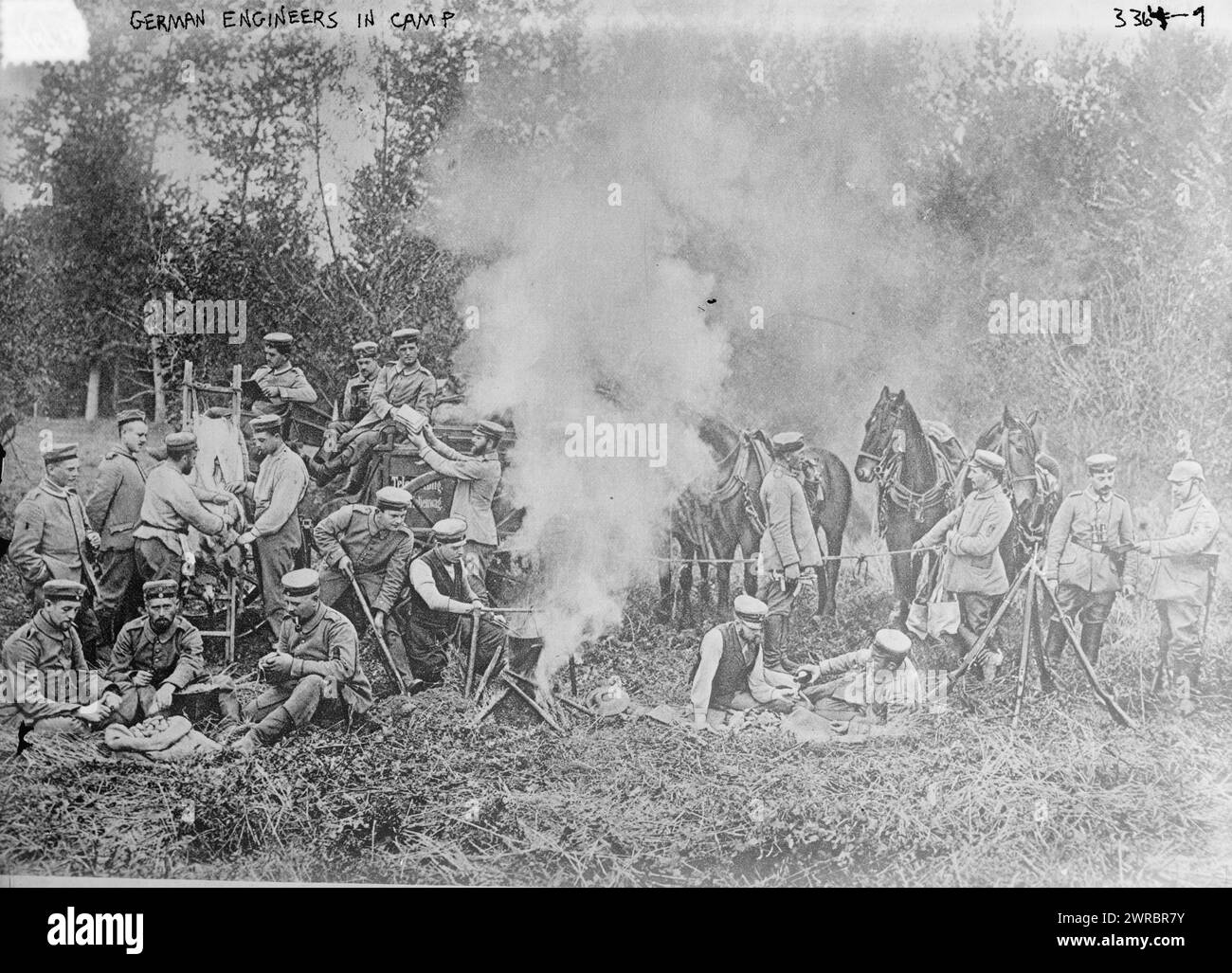 German engineers in camp, Photograph shows German engineers at a camp ...