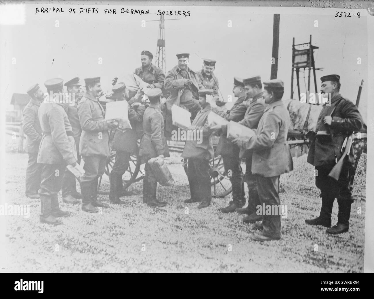 Arrival of gifts for German soldiers, Photograph shows arrival of gifts ...