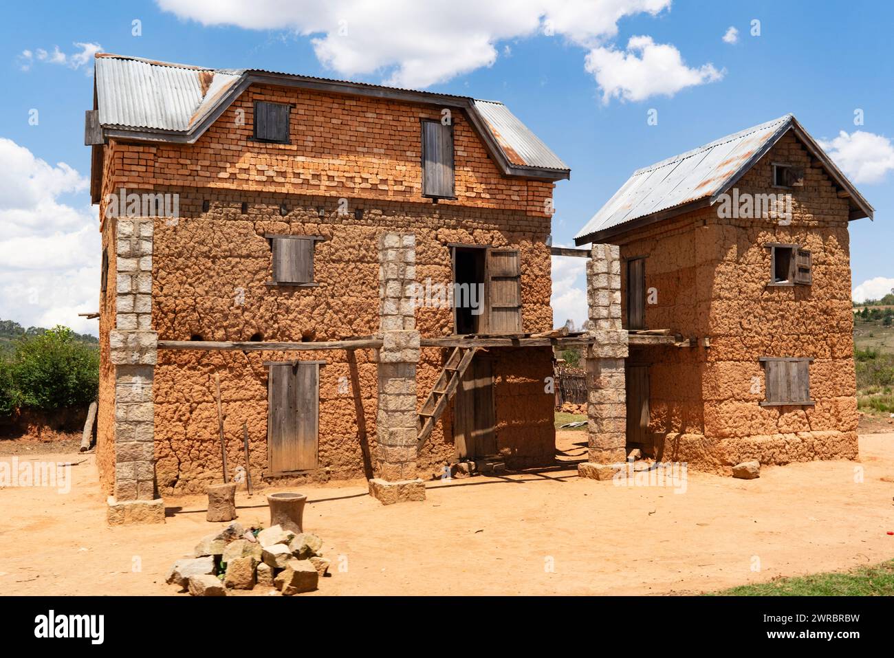 Traditional Malagasy brick and daub house, Ambalamanakana, Ambositra ...