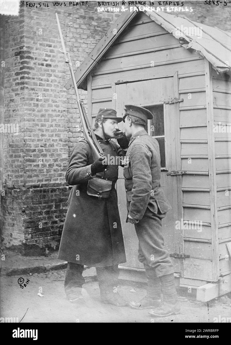 Feu, s'il vous plait', British & French at Étaples, Photograph shows ...