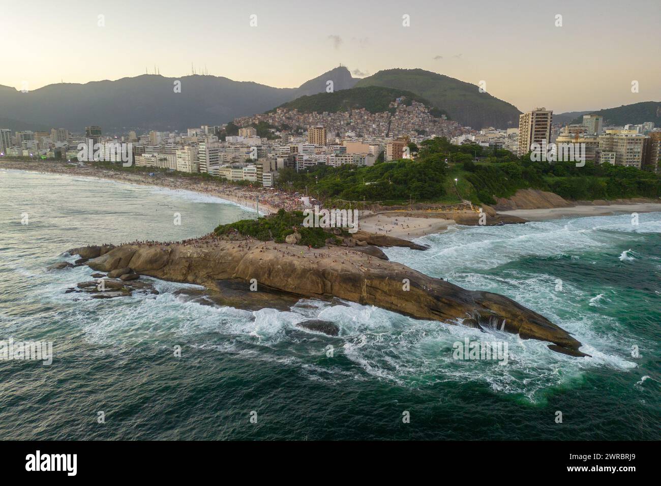 Aerial View of Arpoador Rock and Ipanema Beach in Rio de Janeiro ...