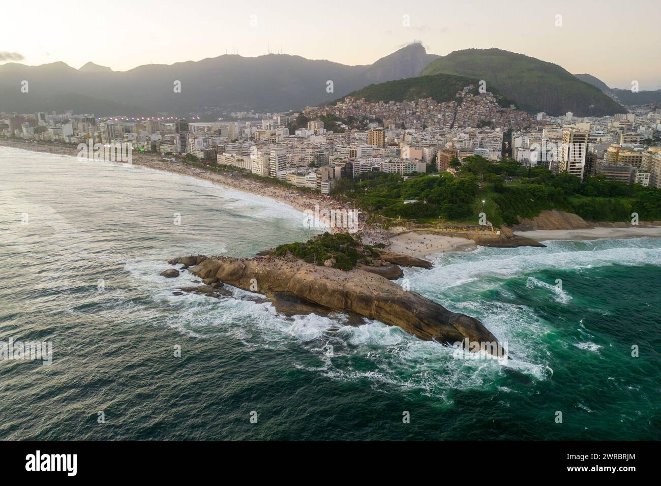 Aerial View of Arpoador Rock and Ipanema Beach in Rio de Janeiro ...