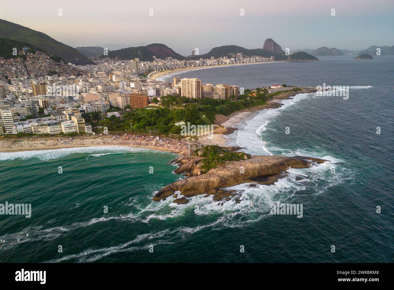 Aerial View of Arpoador Rock and Ipanema Beach in Rio de Janeiro ...