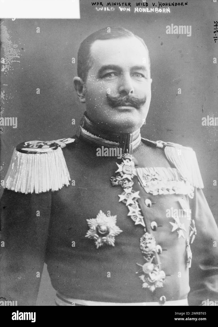 War Minister, Wild V. Hohenborn, Photograph shows Heinrich Adolf Wild ...