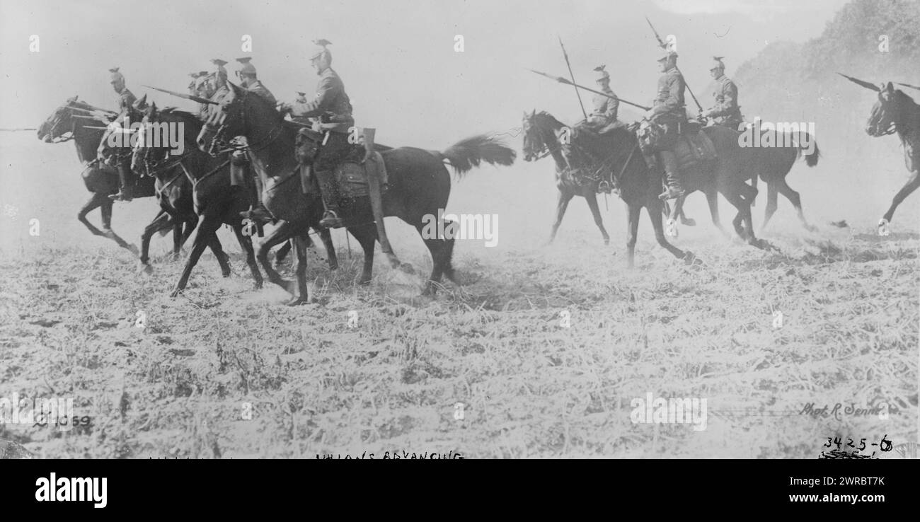 Uhlans advancing, Photograph shows Uhlans (Polish light cavalry ...