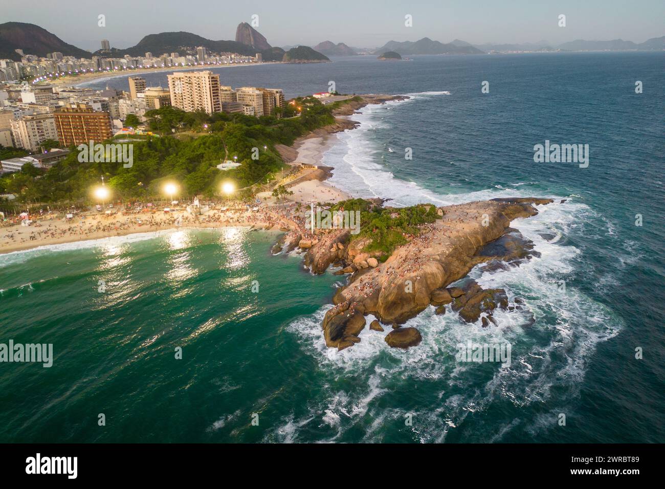 Aerial View of Arpoador Rock and Ipanema Beach in Rio de Janeiro ...