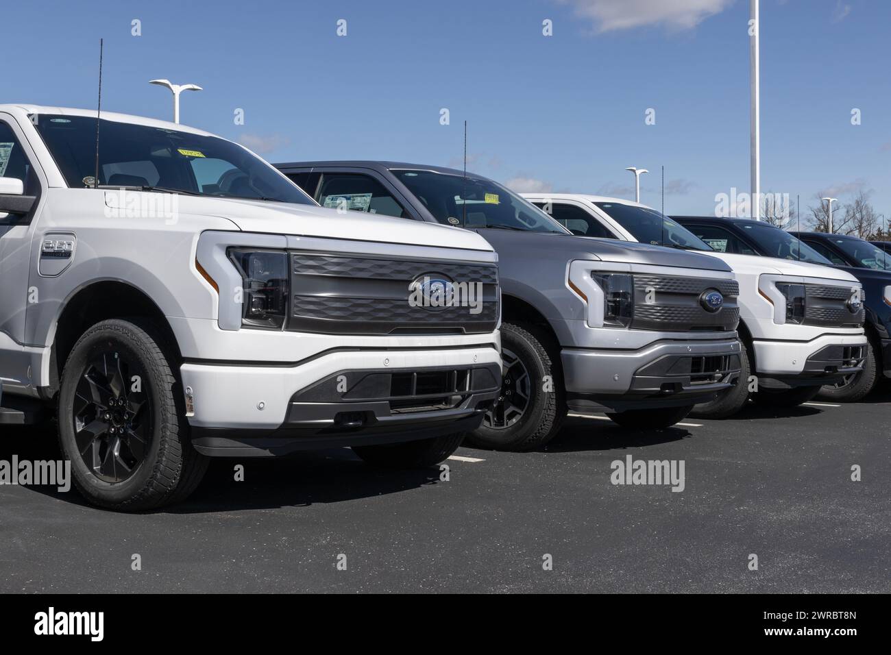 Plainfield - March 10, 2024: Ford F-150 Lightning display. Ford offers ...