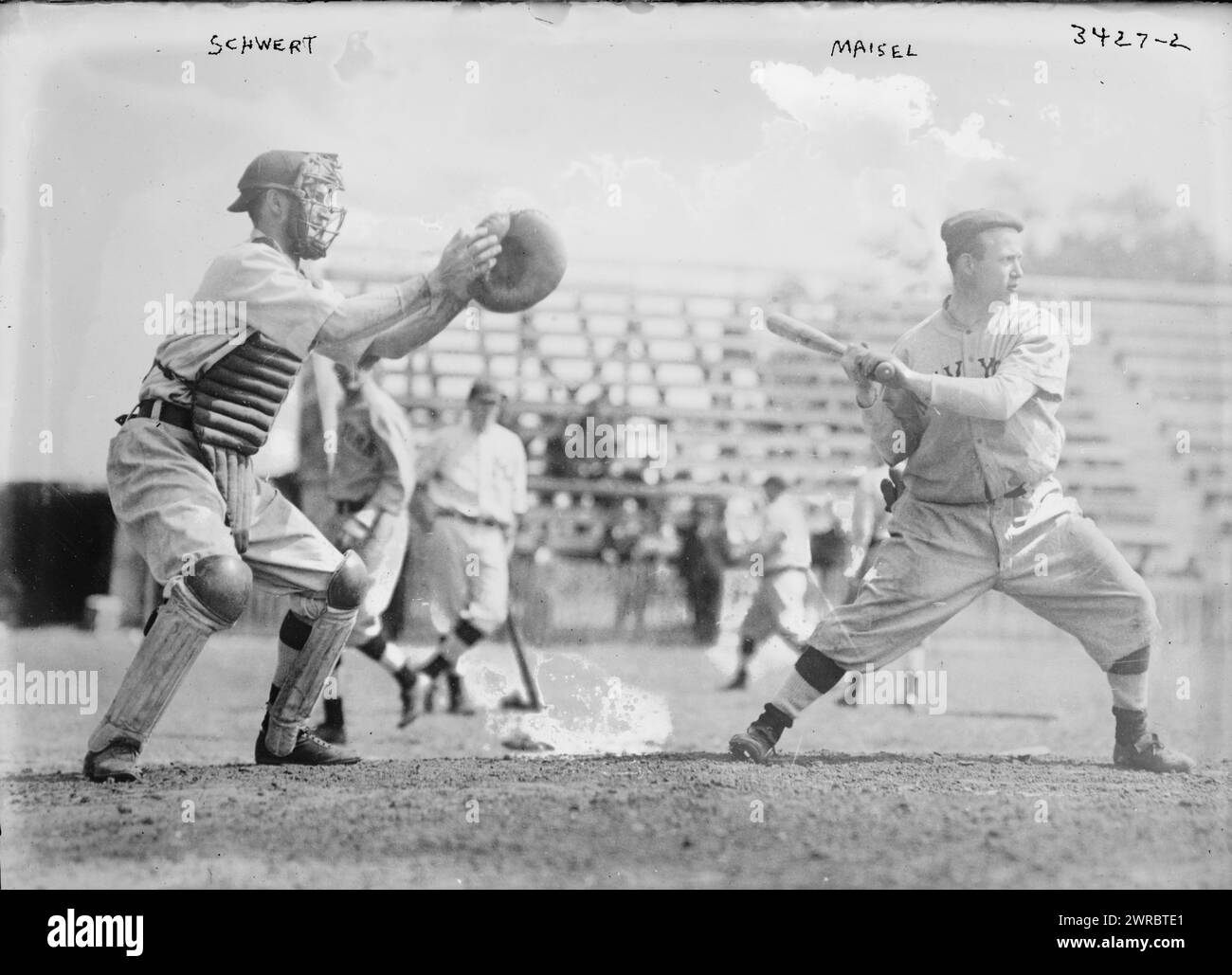 Pi Schwert, catcher and Fritz Maisel, hitter, New York AL (baseball ...
