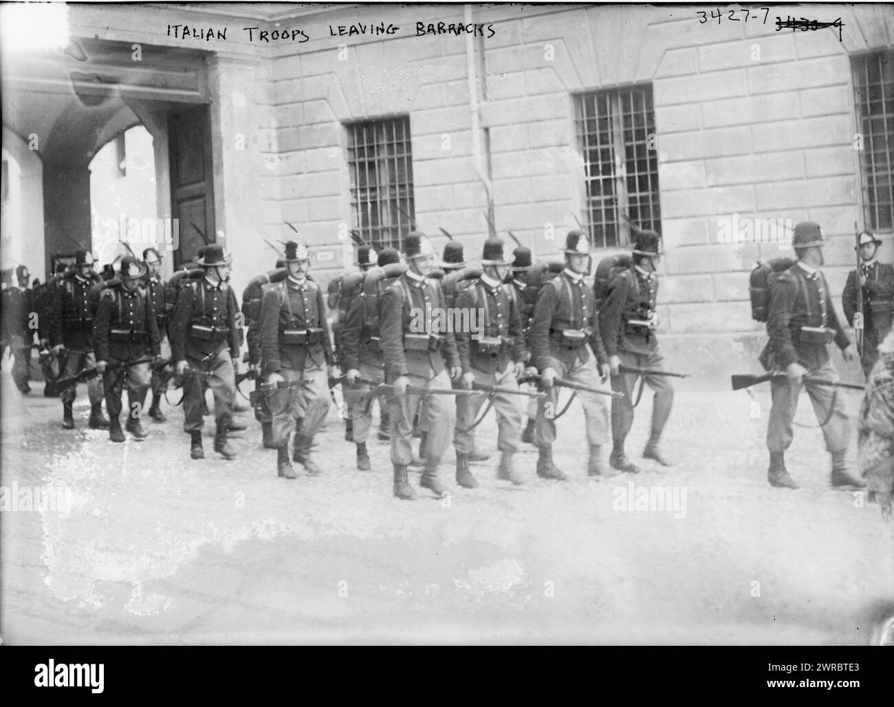 Italian troops leaving barracks, Photograph shows Italian soldiers near ...