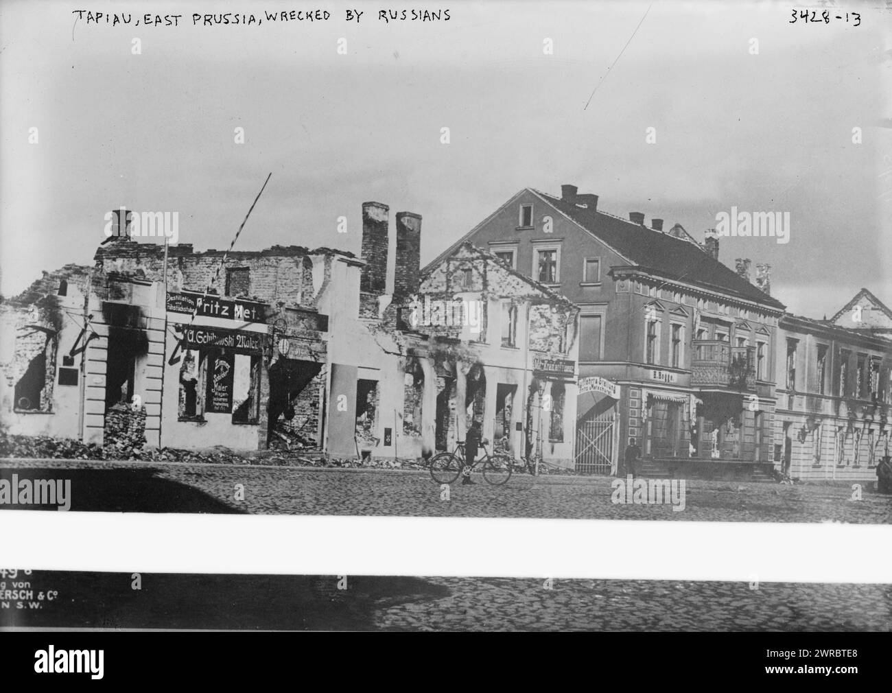 Tapiau, East Prussia, wrecked by Russians, Photograph shows buildings ...