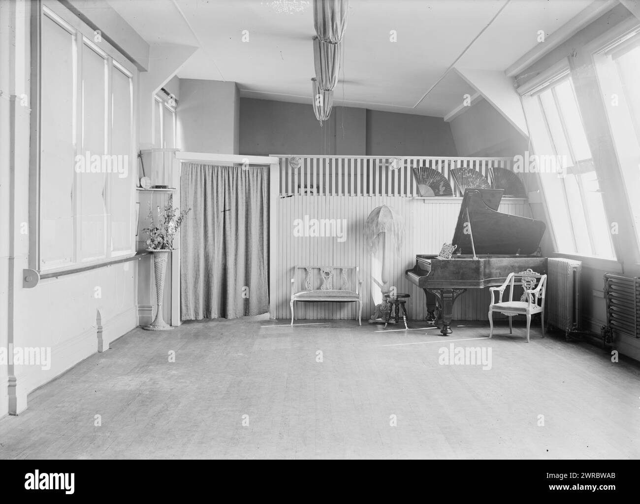 unidentified parlor with piano, Rasch Studio, Photograph shows a room ...