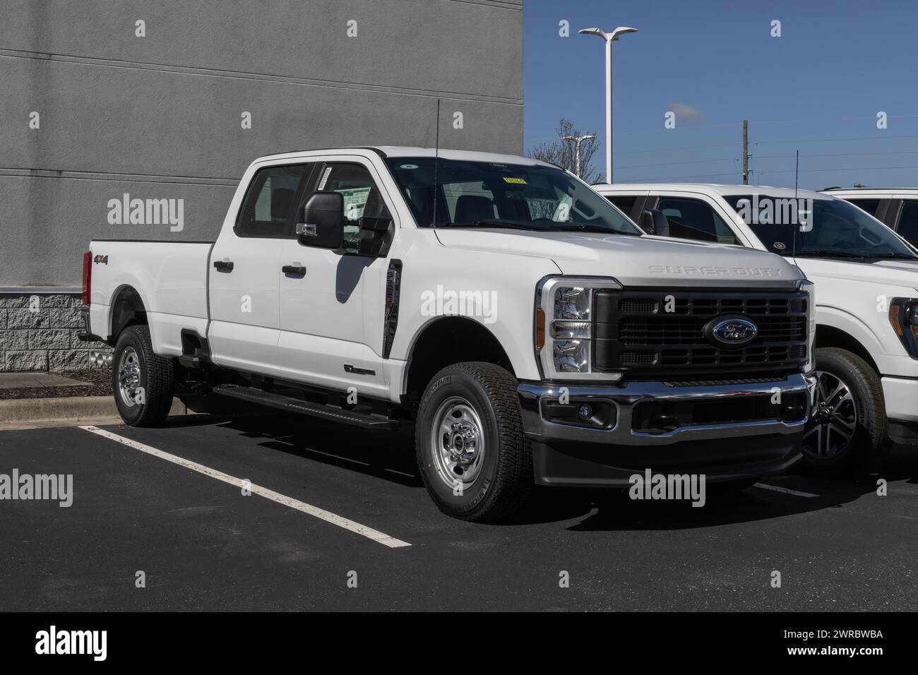 Plainfield - March 10, 2024: Ford F-350 SRW 4X4 Crew Cab display at a ...