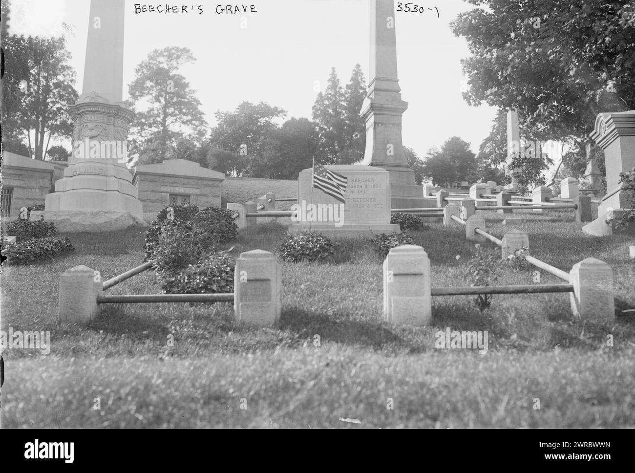 Beecher's grave, Photograph shows the gravestone of Congregationalist ...