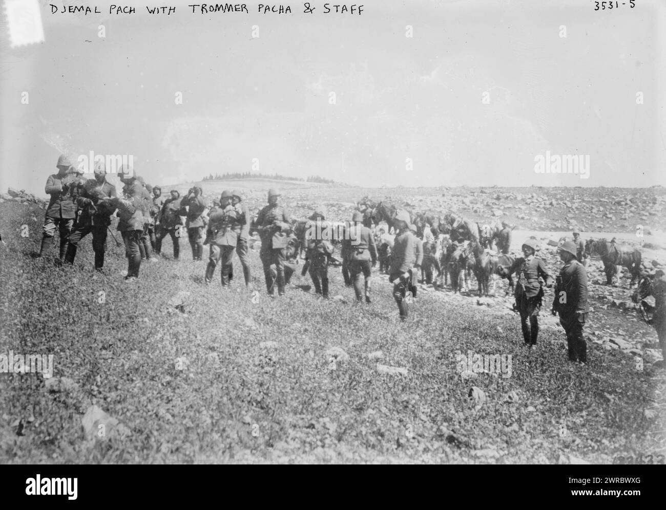 Djemal Pach i.e., Pasha with Trommer Pacha & staff, Photo shows Ottoman ...