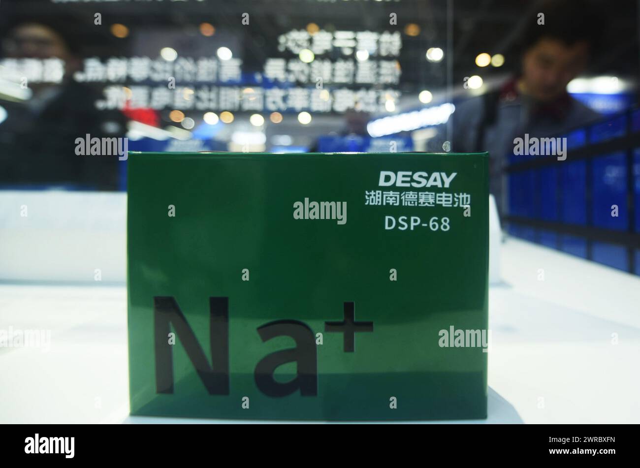 HANGZHOU, CHINA - MARCH 11, 2024 - Visitors view sodium-ion batteries ...