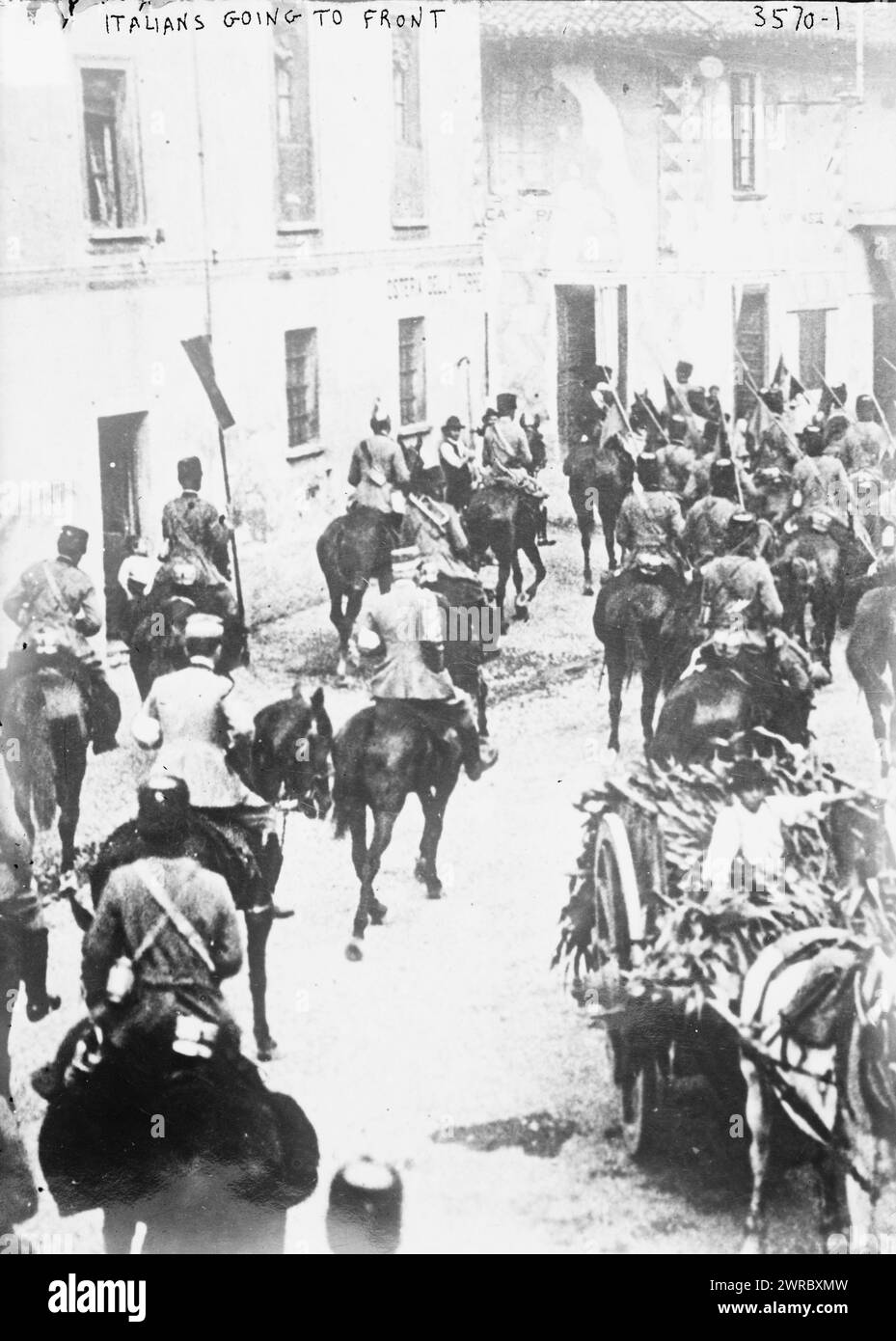 Italians going to front, Photograph shows Italian soldiers on horseback ...