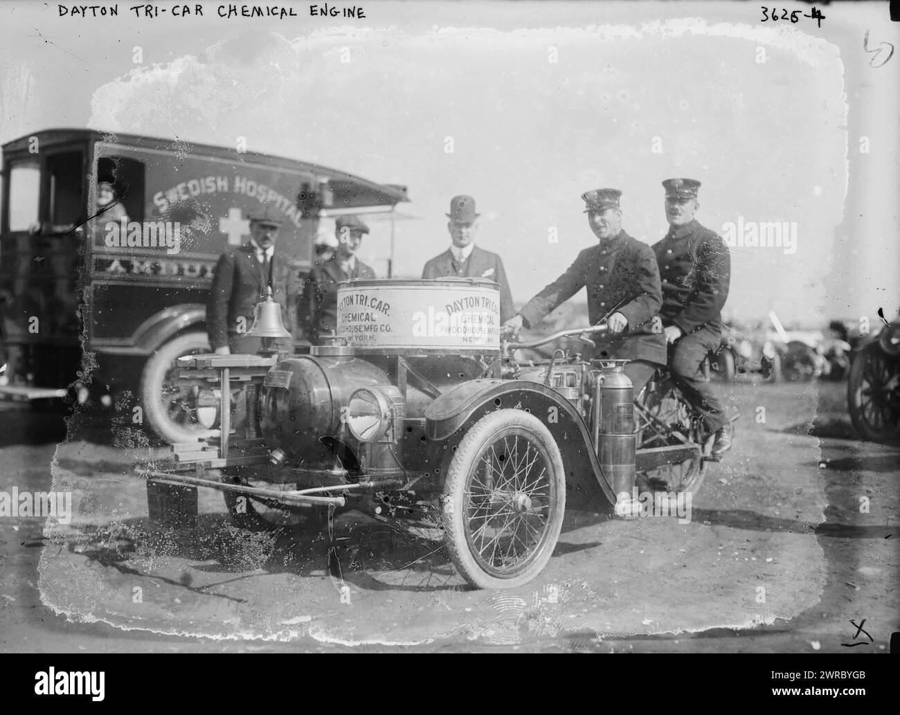 Dayton Tri-Car Chemical Engine, Photograph shows the fire engine and ...