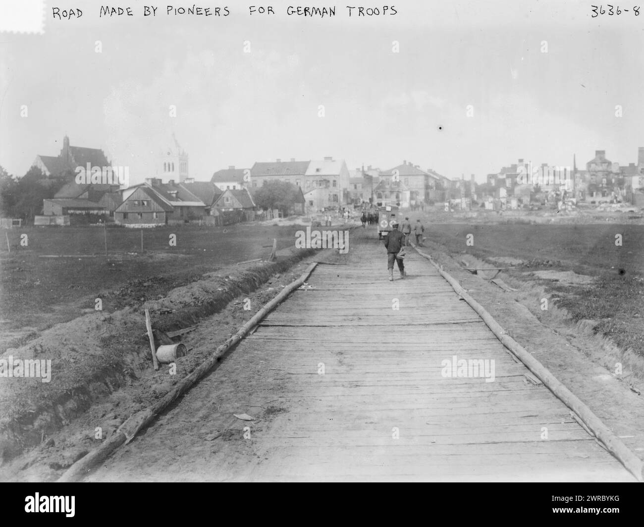 Road made by pioneers for German troops, Photograph shows road made for ...