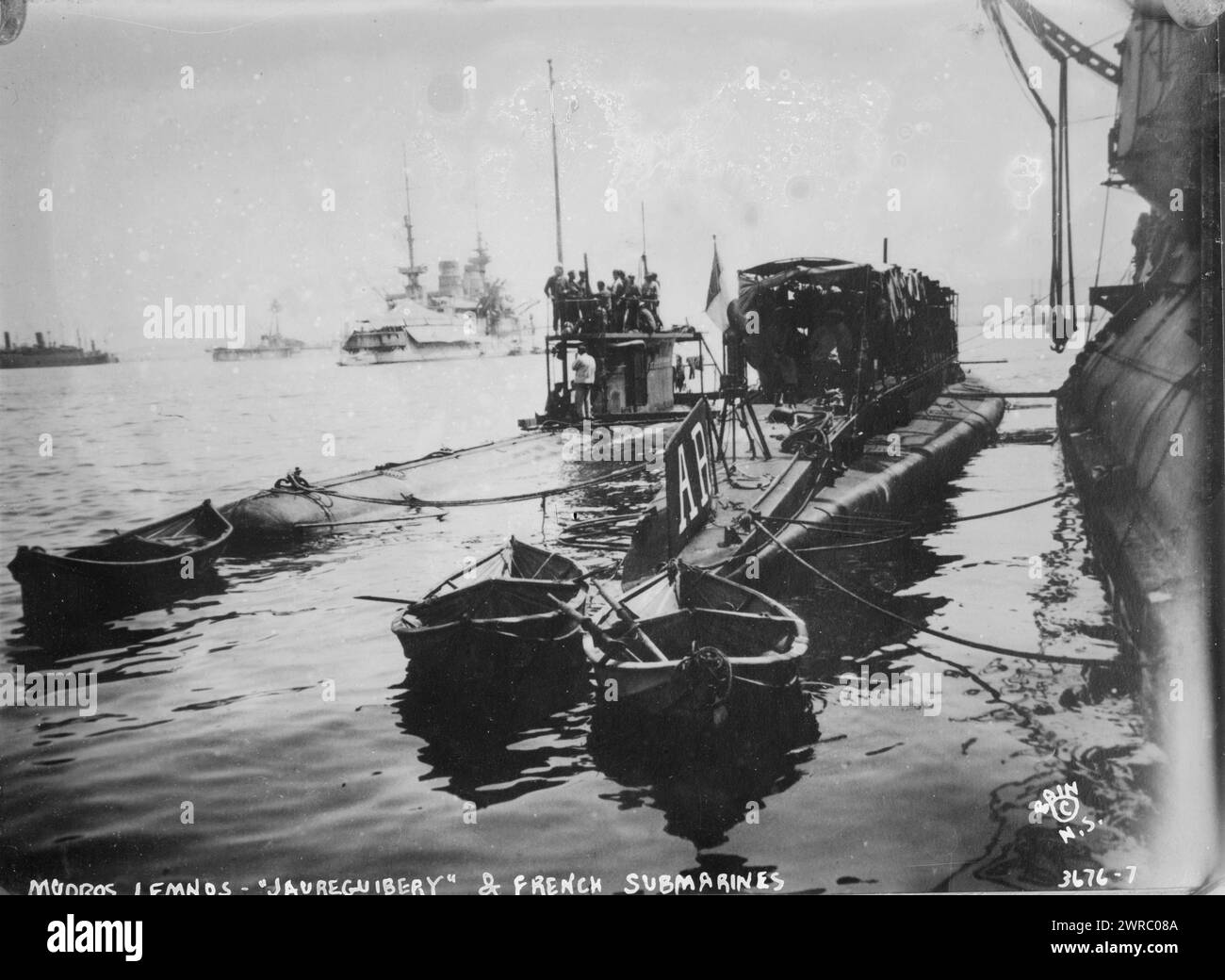 Mudros, Lemnos - 'Jaureguibery' & French submarines, Photograph shows ...