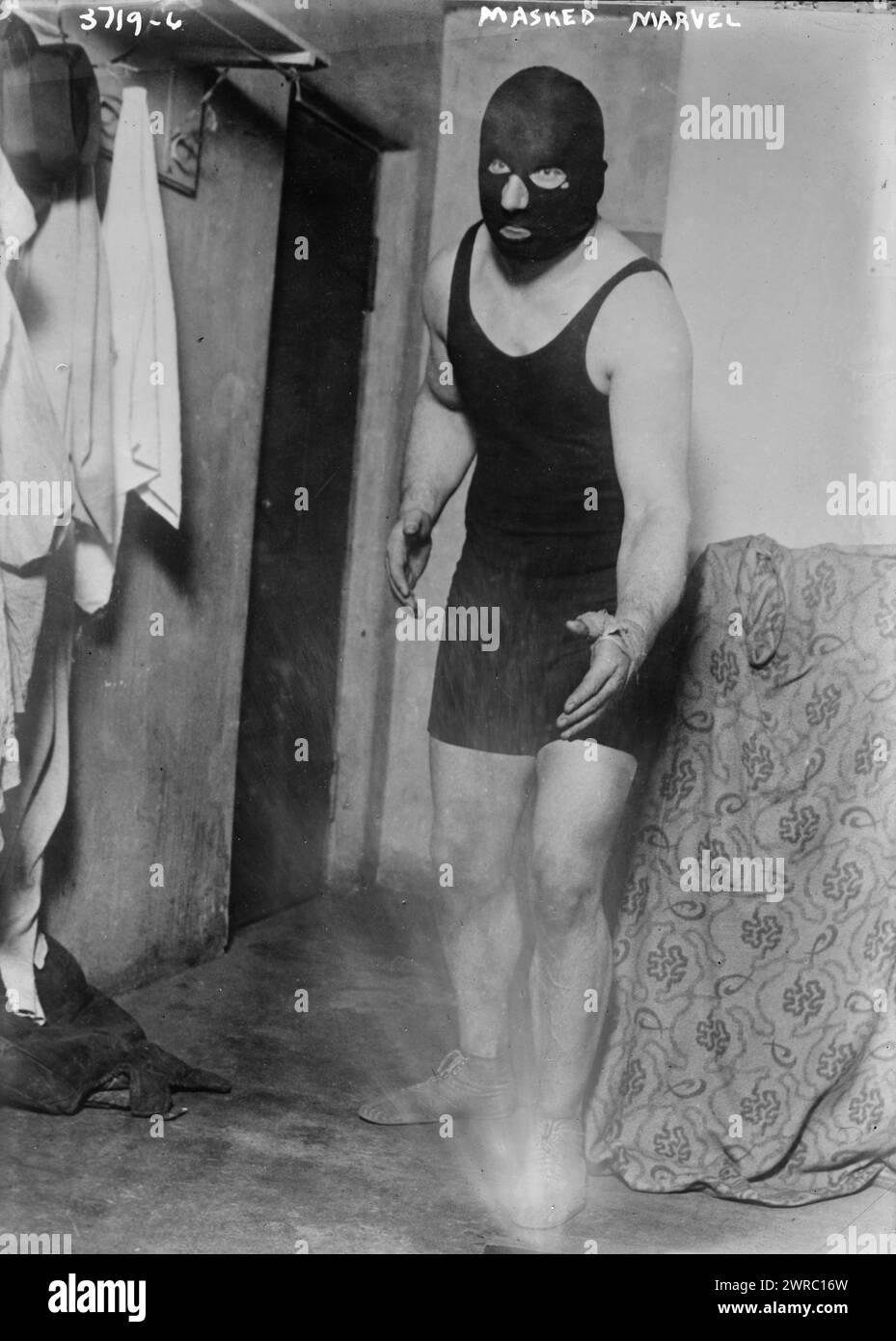 Masked Marvel, Photograph shows wrestler Mort Henderson., between ca ...