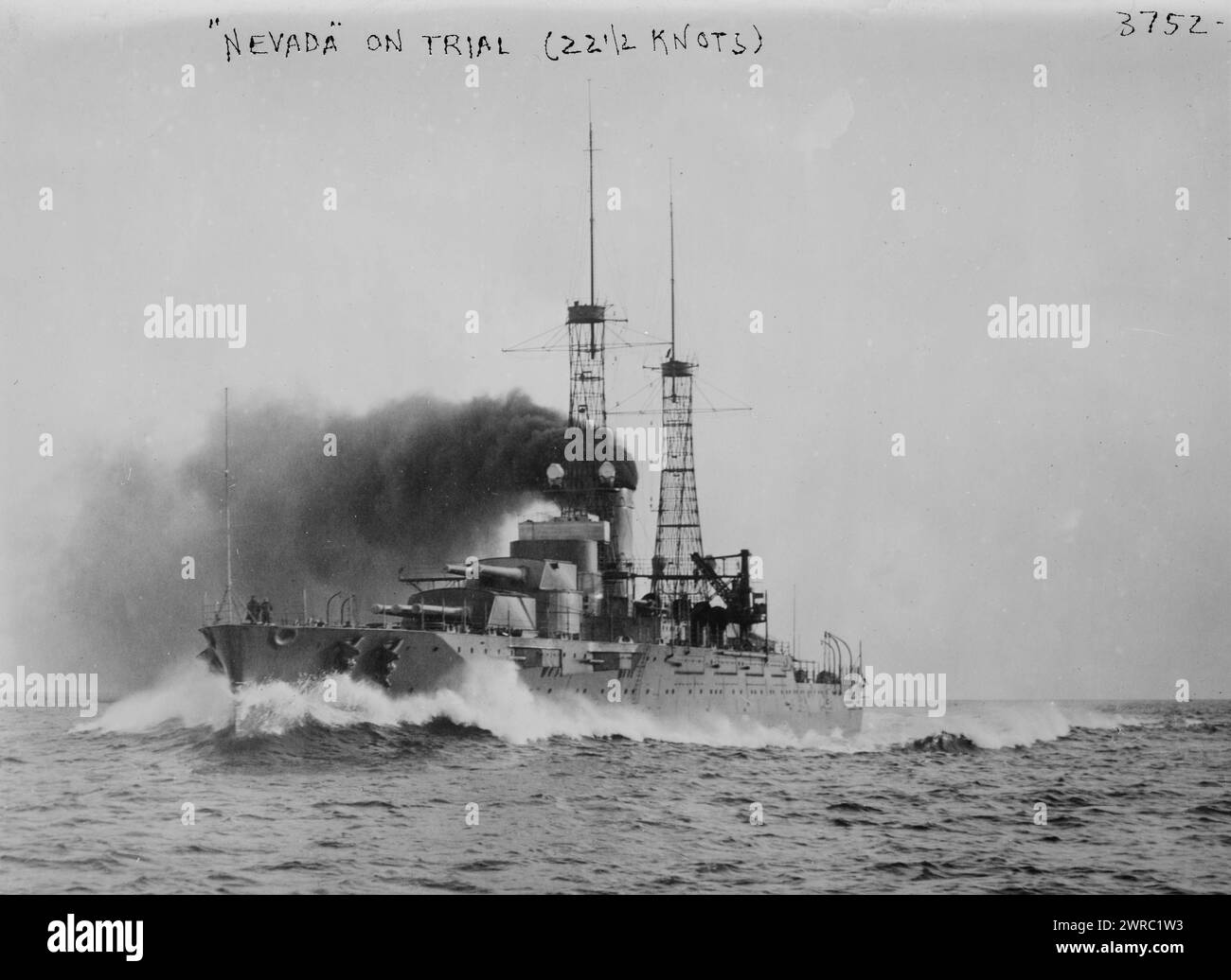 NEVADA on trial run (22 1/2 knots), Photograph shows the USS Nevada ...