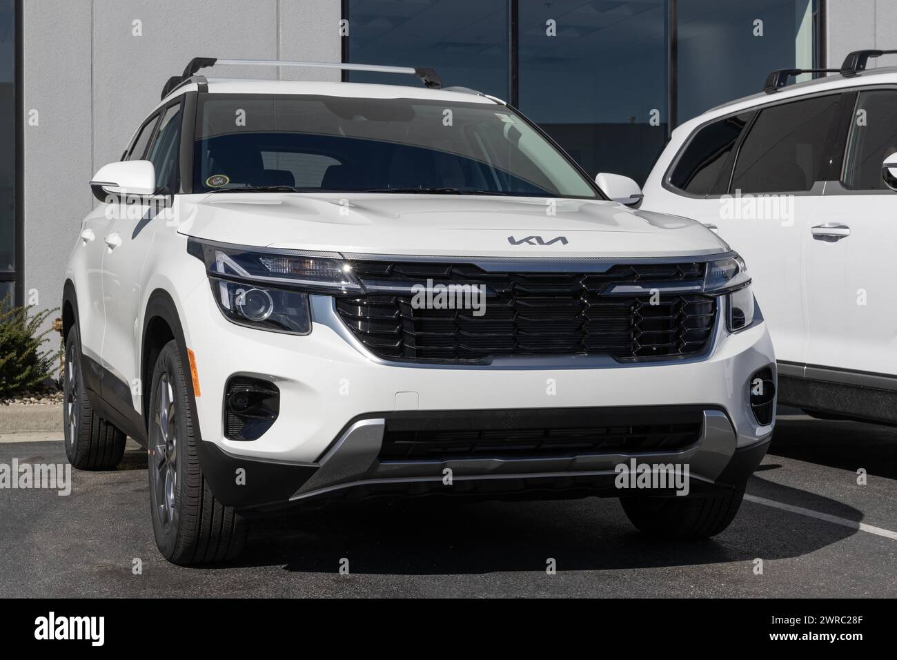 Avon - March 10, 2024: Kia Seltos S display at a dealership. Kia offers the Seltos in LX, S, EX ...