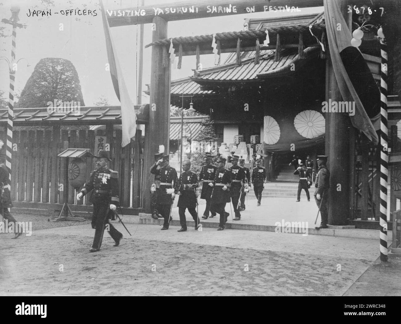 Japan - Officers visiting Yasukuni Shrine on festival, Photograph shows ...
