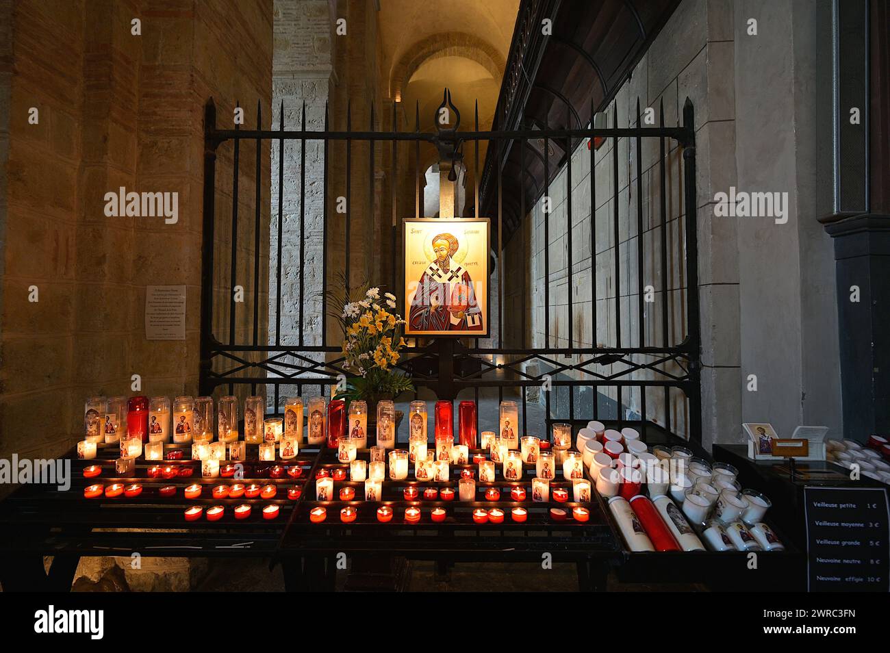 Candle lit shrine to Saint Saturnin (Sernin), the first Bishop of ...