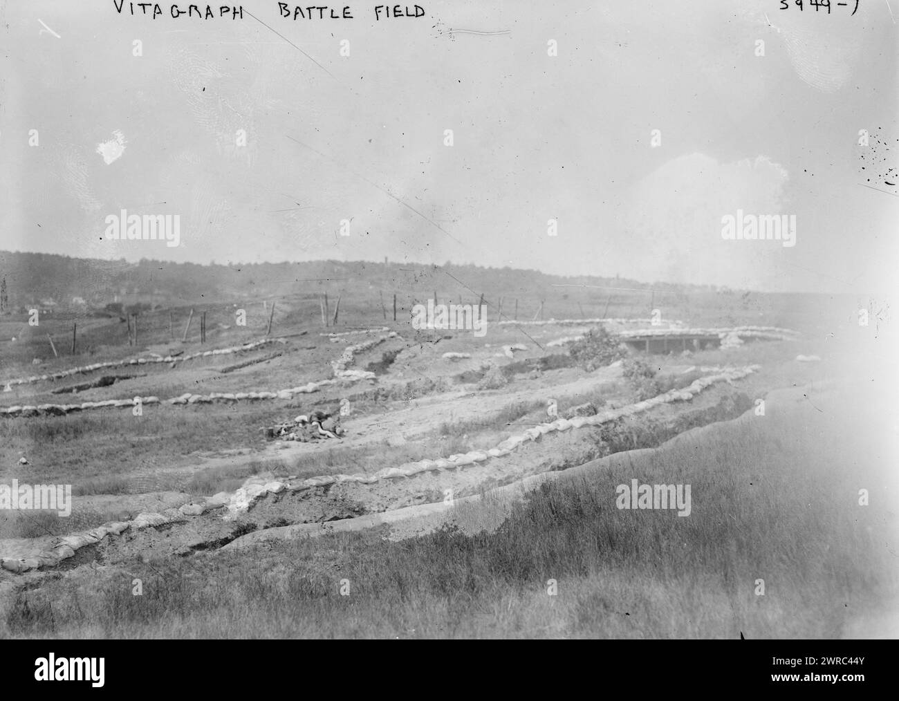 Vitagraph battle field, Photograph shows filming of a scene in the ...