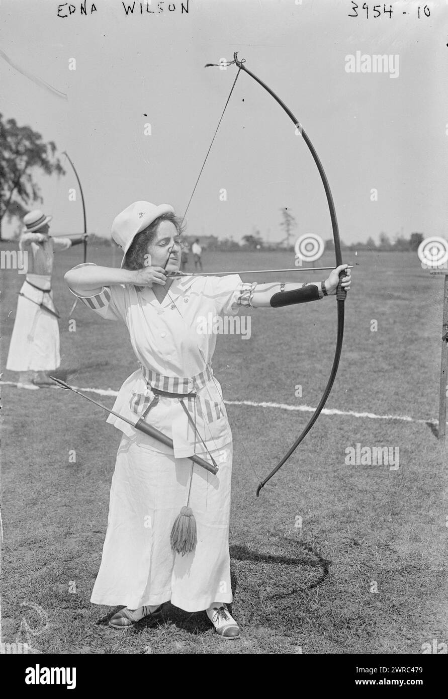 Edna Wilson, Photograph shows Edna Wilson with bow and arrow at the ...