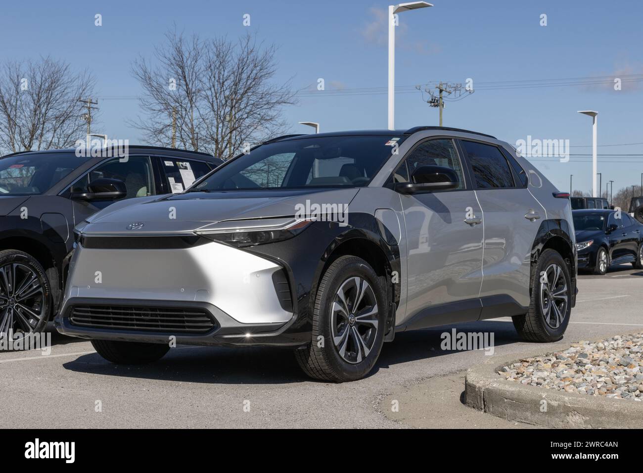 Avon - March 10, 2024: Toyota bZ4X EV Electric Vehicle display at a ...