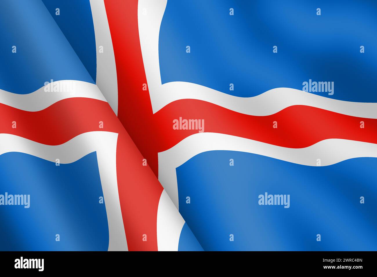 Iceland waving flag 3d illustration wind ripple Stock Photo - Alamy