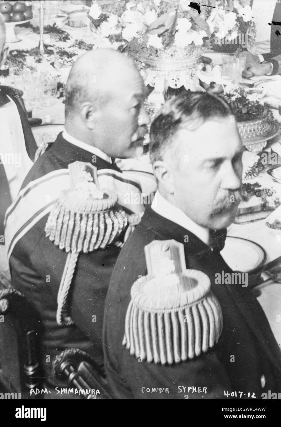 Adm. Shimamura, Comdr. Sypher, Photograph shows Japanese Marshal ...