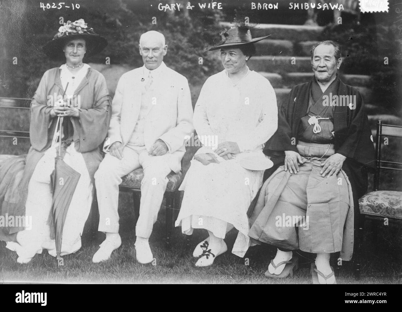 Gary & wife, Baron Shibusawa, Photograph shows businessman and judge, Elbert H. Gary (1846-1927 ...