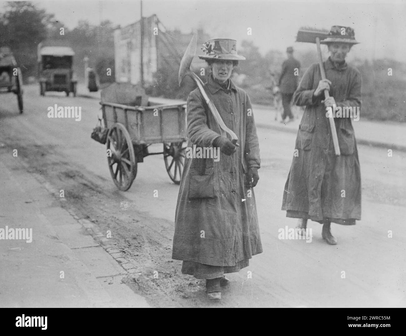 Women workers, England, Photograph shows women workers in the street during World War I ...