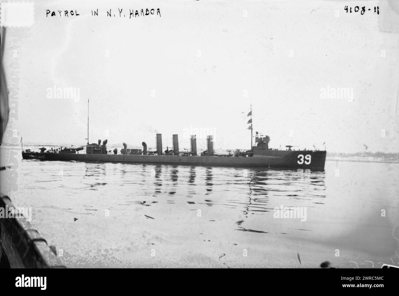 Patrol in N.Y. Harbor, Photograph shows the battleship the U.S.S ...