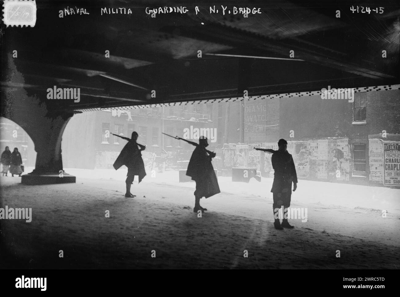 Naval Militia guarding a N.Y. bridge, Photograph shows members of the ...