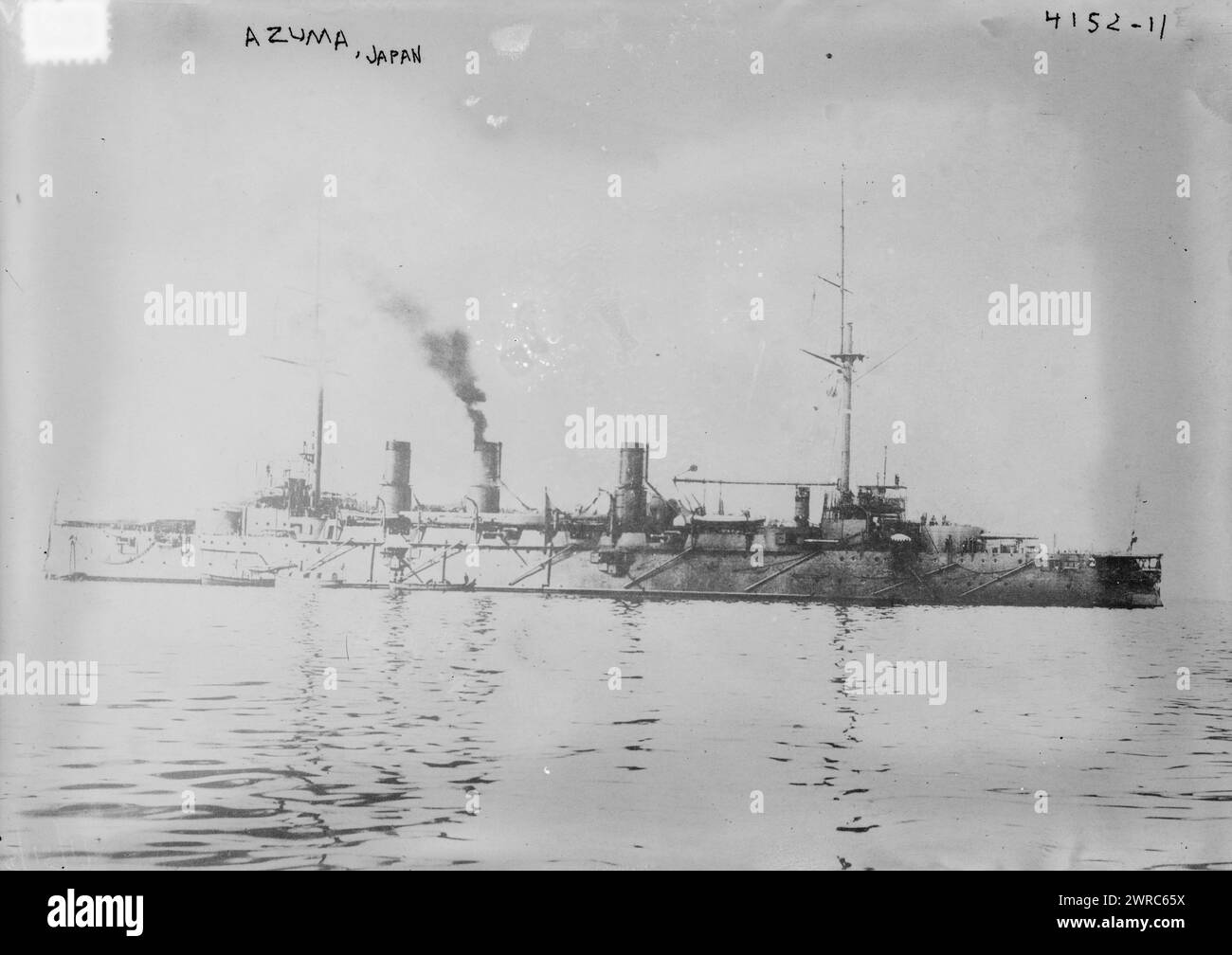 AZUMA, Japan, Photograph shows the armed Japanese cruiser Azuma which ...