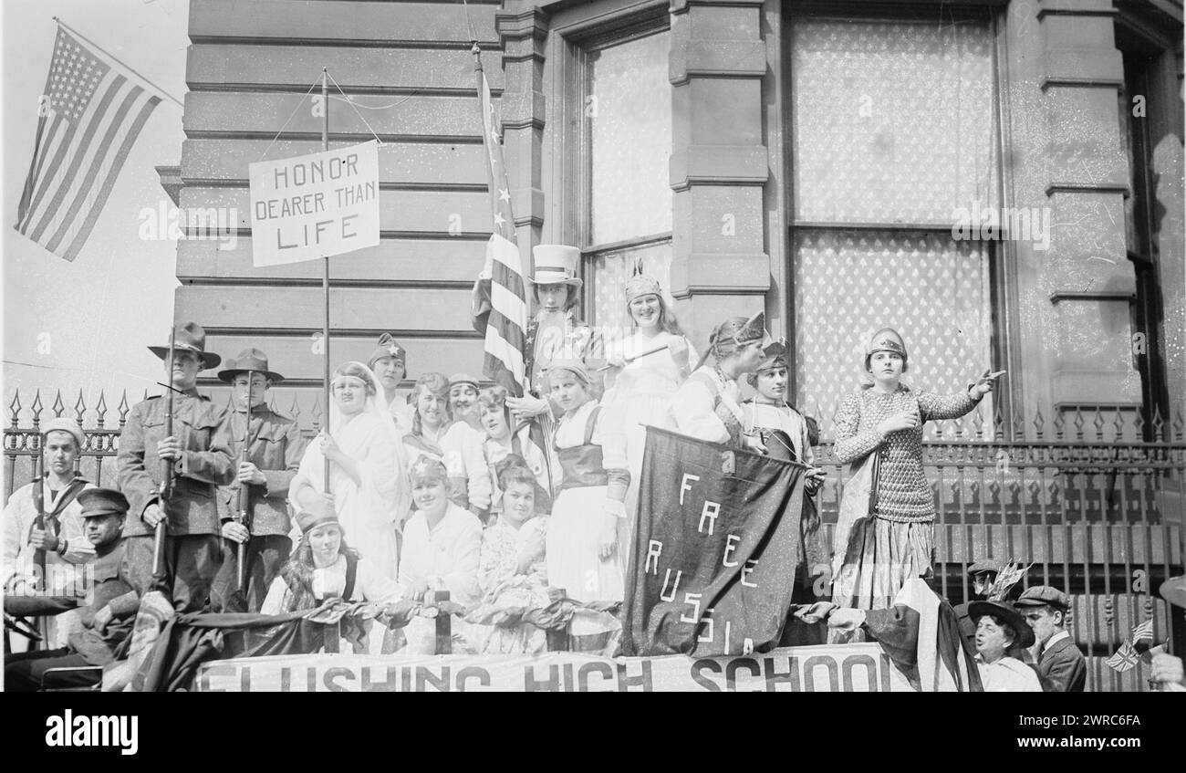 High School Float in 'Wake Up' parade, Photograph shows the Wake Up ...