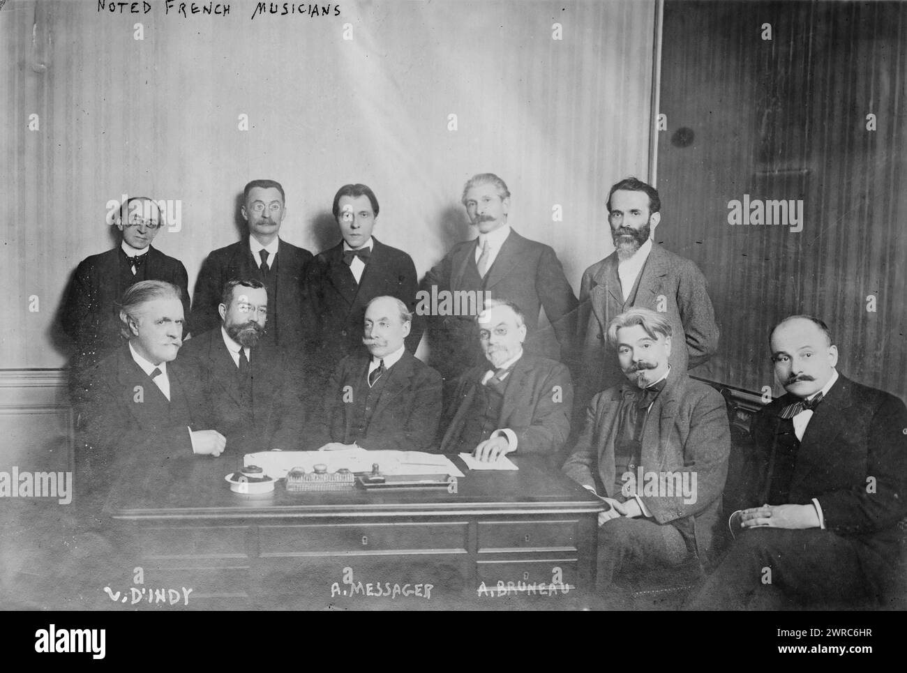 Noted French Musicians: V. d'Indy, A. Messager, Photograph shows French ...