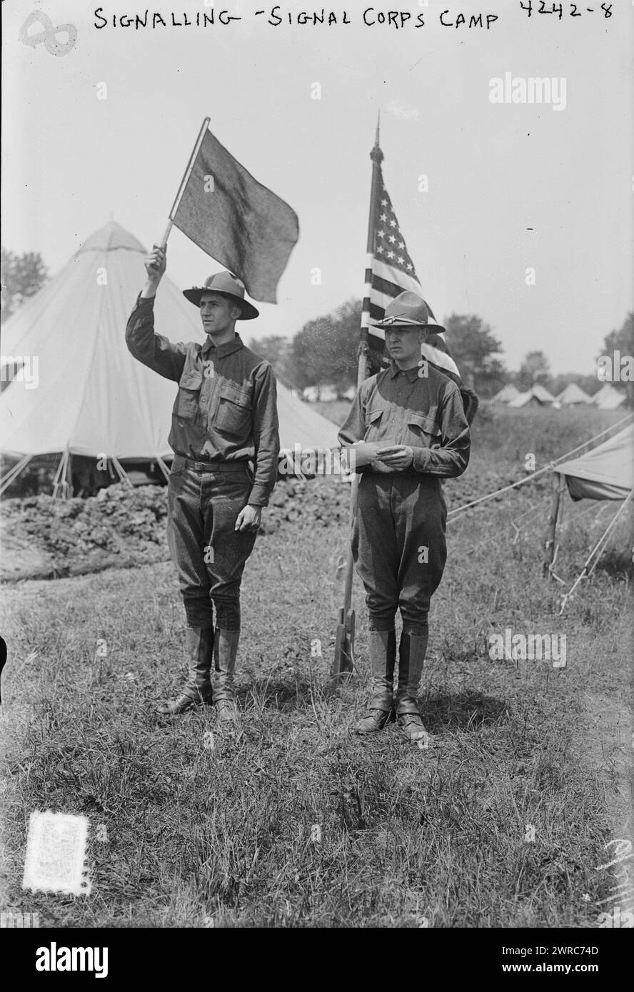 Signalling, Signal Corps Camp, between ca. 1915 and ca. 1920, Glass ...