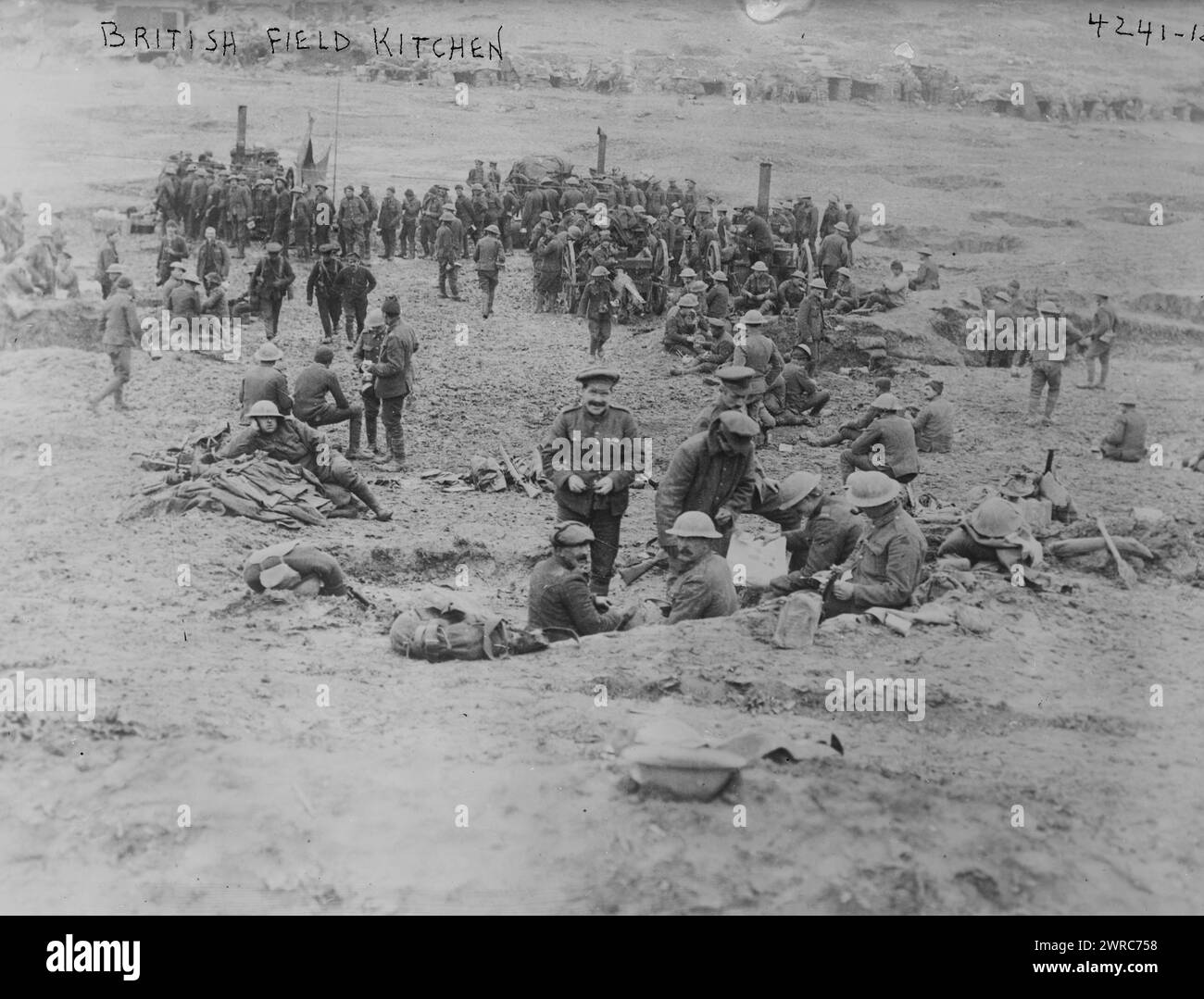 British field kitchen, Photograph shows British troops at field ...