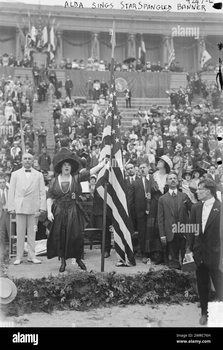 Alda sings Star Spangled Banner, Photograph shows soprano opera singer ...