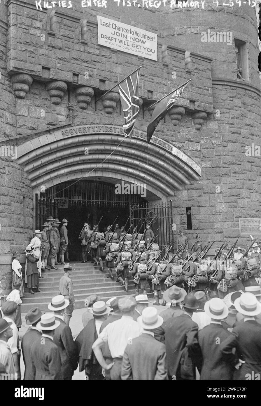 Kilties enter 71st Regt. Armory, Photograph shows Canadian Highlander ...