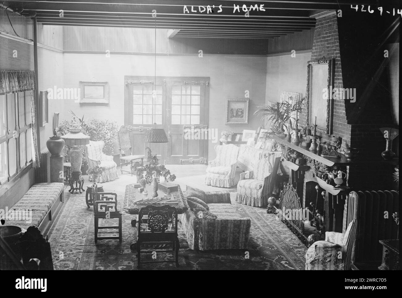 Alda's home, Photograph shows a living room in the home of soprano ...
