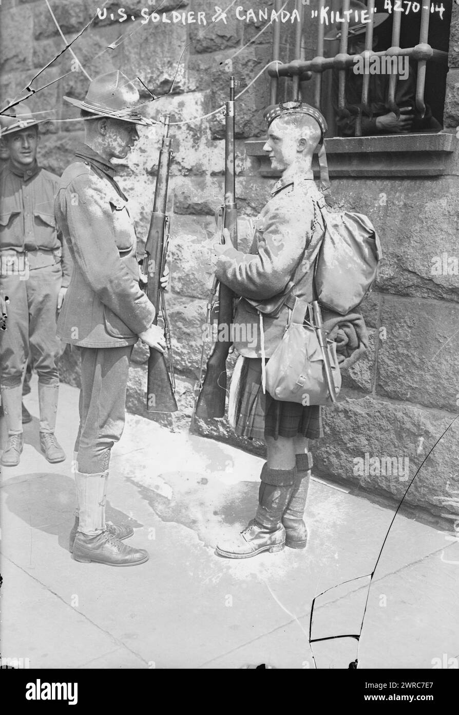 U.S. soldier & Canadian 'Kiltie', Photograph shows a Canadian ...